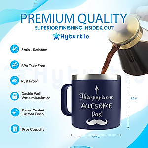 Hyturtle This Guy is One Awesome Dad Coffee Navy Mug/Tumbler 14oz Gift For Dad, Gifts For Dad From Daughter, Son, Kids - Fathers Day - Birthday, Christmas Gift Ideas For Father, Men