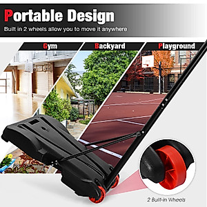 Goplus Portable Basketball Hoop, 7.1FT-8.1FT Height Adjustable Basketball Goal System with 28" Shatterproof Backboard, 2 Nets,16.5" Rim, Wheels, Indoor Outdoor Basketball Stand for Kids Teens Adults