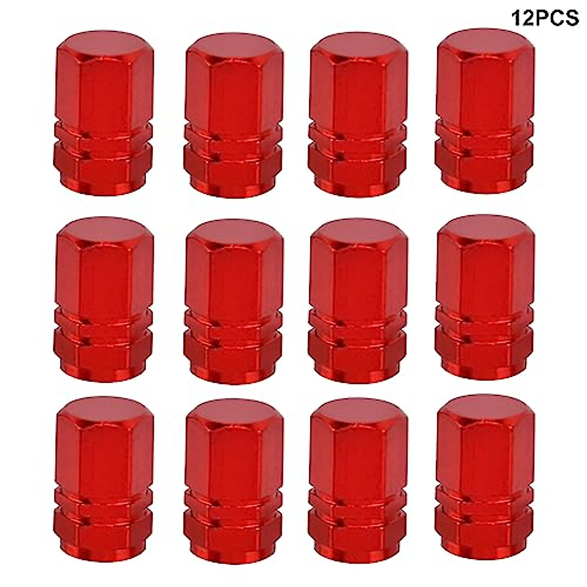Valve Stem Caps, Car Tire Valve Caps, 12 Pcs Aluminum Alloy Leakproof Universal Wheel Valve Stem Covers for Vehicle Truck Motorcycle Bike(Red)
