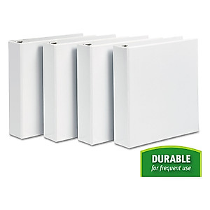 Avery Durable View 3 Ring Binder, 2 Inch Slant Rings, 4 White Binders (17032)