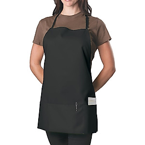 KNG Black 3 Pocket Adjustable Bib Apron for Men and Women - Pack of 2