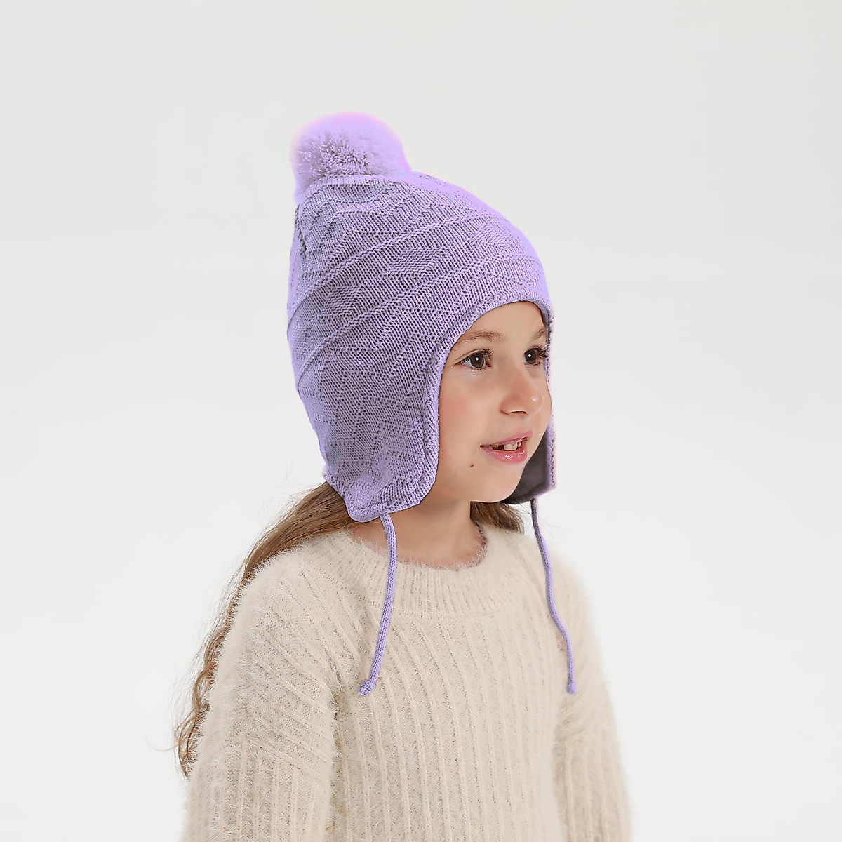 Kids Winter Beanie Hat Mittens Set Warm Fleece Hat Baby Toddler Knitted Hat & Gloves for Boys, Girls