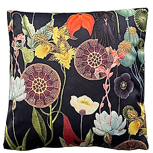 Poppies Decorative Throw Pillow case Sunflower Print Art Deco Pillowcase Dark Floral Velvet Cushion Cover Botanical Sofa Decor Black Couch Decor