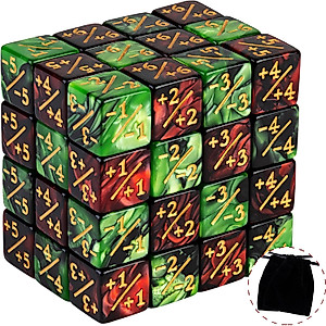 48 Pieces MTG Dice Counter Magic The Gathering Counters +1/+1 Dice Tokens Set Loyalty Life Gifts for Cards Gaming Accessories (Ruby, Emerald)