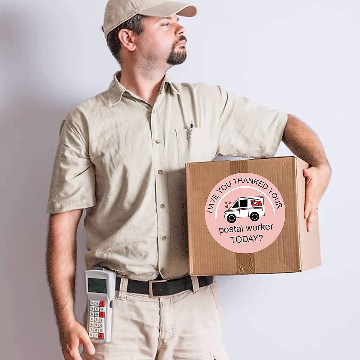 1.5 Inch Postal Worker Thank You Stickers for Small Businesses 500Pcs Post Mailman/Worker Appreciation Label Happy Mail Themed Thank You Postal Worker/Mailer Stickers for Package Delivery Box Sealing