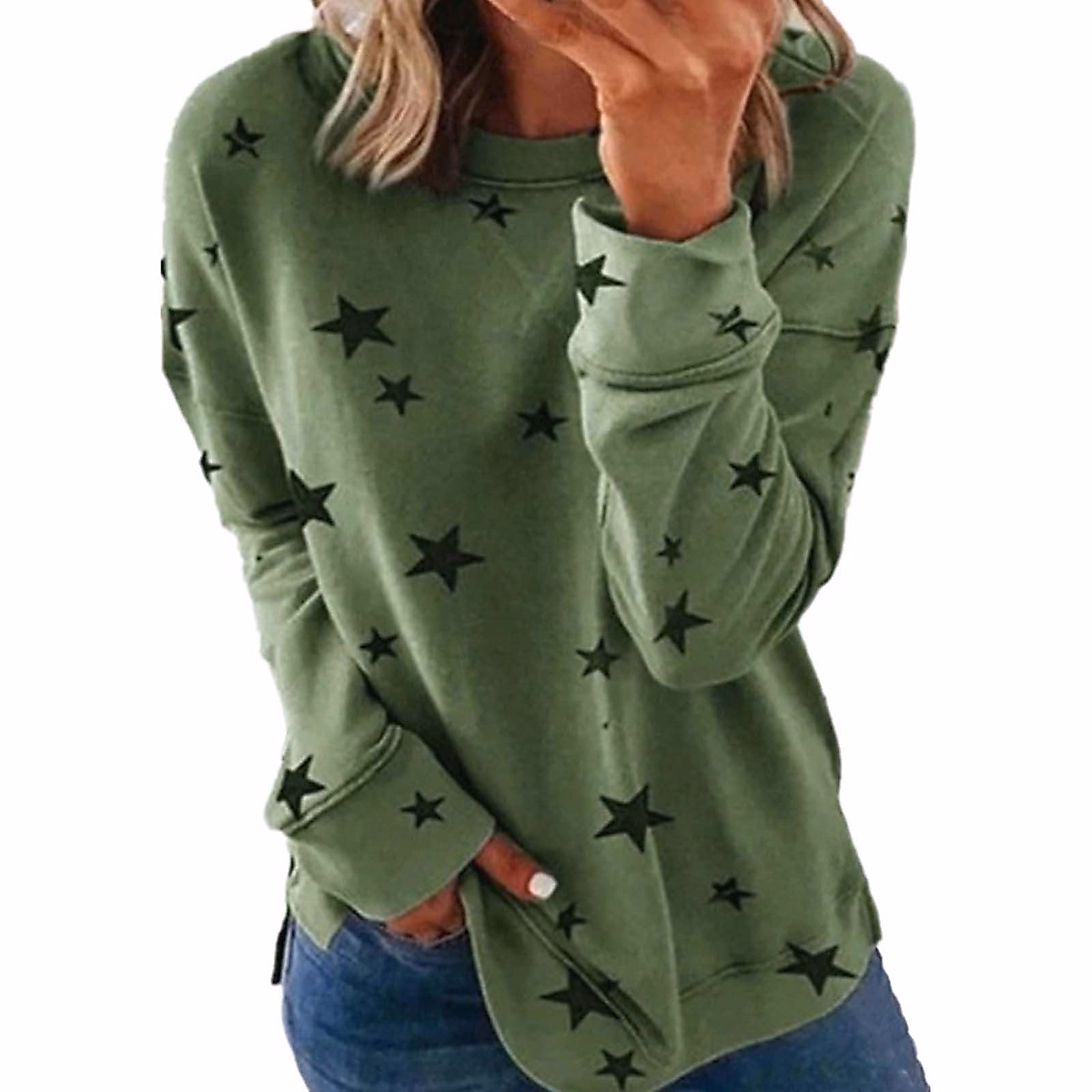 FABFEGU Pay Bill Amazon Credit Card Synchrony Bank,Lace up Long Sleeve Sweatshirt 2023 Autumn And Winter European And American Loose Large Size Ladies Heart (Green-C, M)