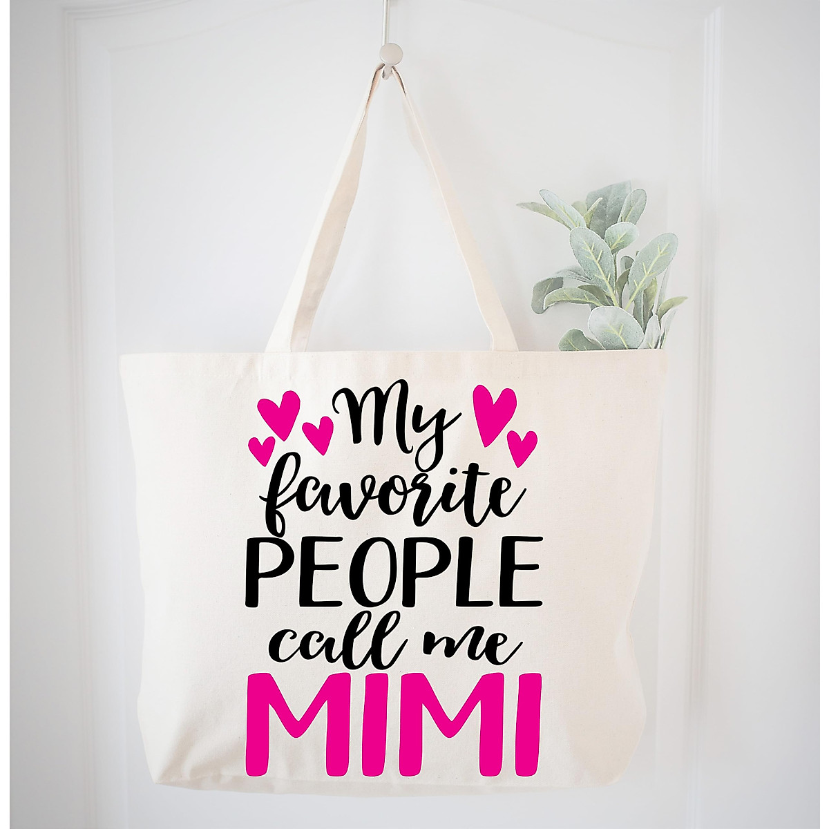 COCOVICI Mimi Tote Bag | My Favorite People Call Me Mimi | Grandma Gifts | Mimi Gifts | Mimi Christmas Gift | Christmas Gift from Grandkids (My Favorite People Call Me Mimi Pink/Black Font)