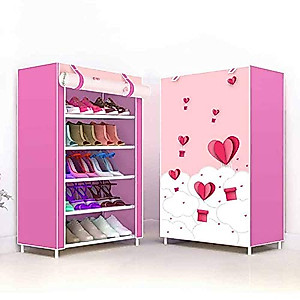 N/A Simple Shoe Rack Multi-Layer Dust-Proof Household Shoe Rack Dust Resistance Lattices Non-Woven Fabric Shoe Rack (Color : E)
