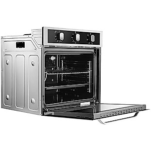 AAOBOSI Wall Oven, 24 Inch Single Wall Oven, 2.5 Cu. Ft. Built-in Convection Electric Oven, Mechanical Knob Control Timer, Alarm Clock, Stainless Steel Drop Down Door