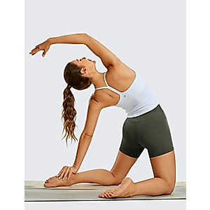 CRZ YOGA Womens ButterLuxe Biker Shorts 6 Inches - High Waisted Workout Running Volleyball Spandex Yoga Shorts Olive Green Medium