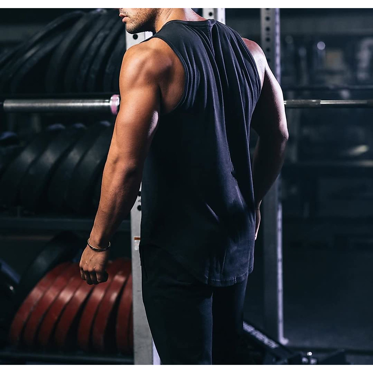 GUBIDIAO Men's Running Workout Tank Top Casual Round Neck Sleeveless Shirt Loose Athletic Tee Shirts (Army Green,XS,X-Small)