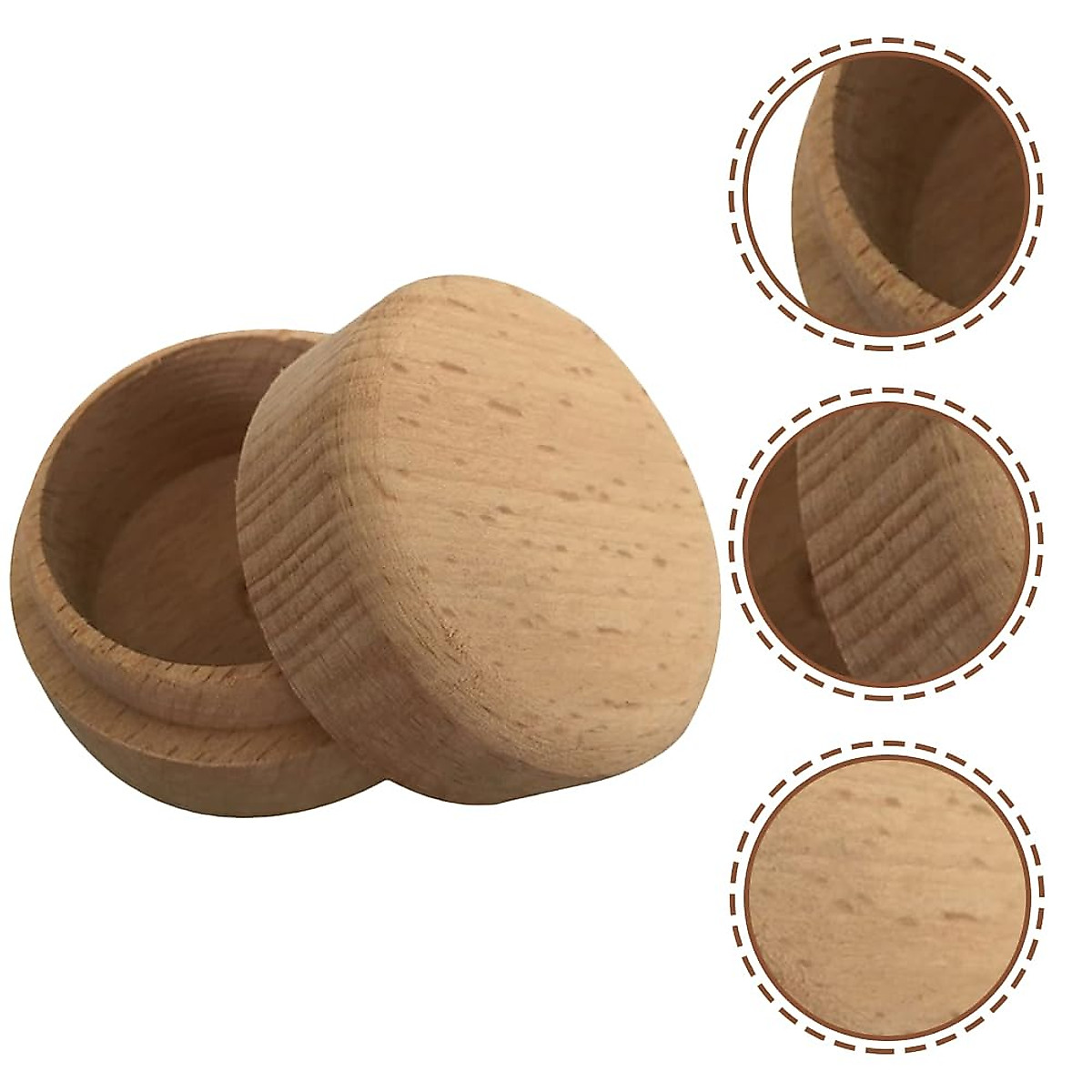 Small Boxes 3pcs Round Wooden Ring Boxes with Lid Small Earring Display Box Wooden Keepsake Box for Jewelry Earrings Necklace Proposal Engagement Birthday Wedding Ring Box