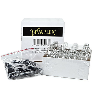 Vivaplex, 12, Clear, 2 oz Glass Bottles, With Glass Eye Droppers