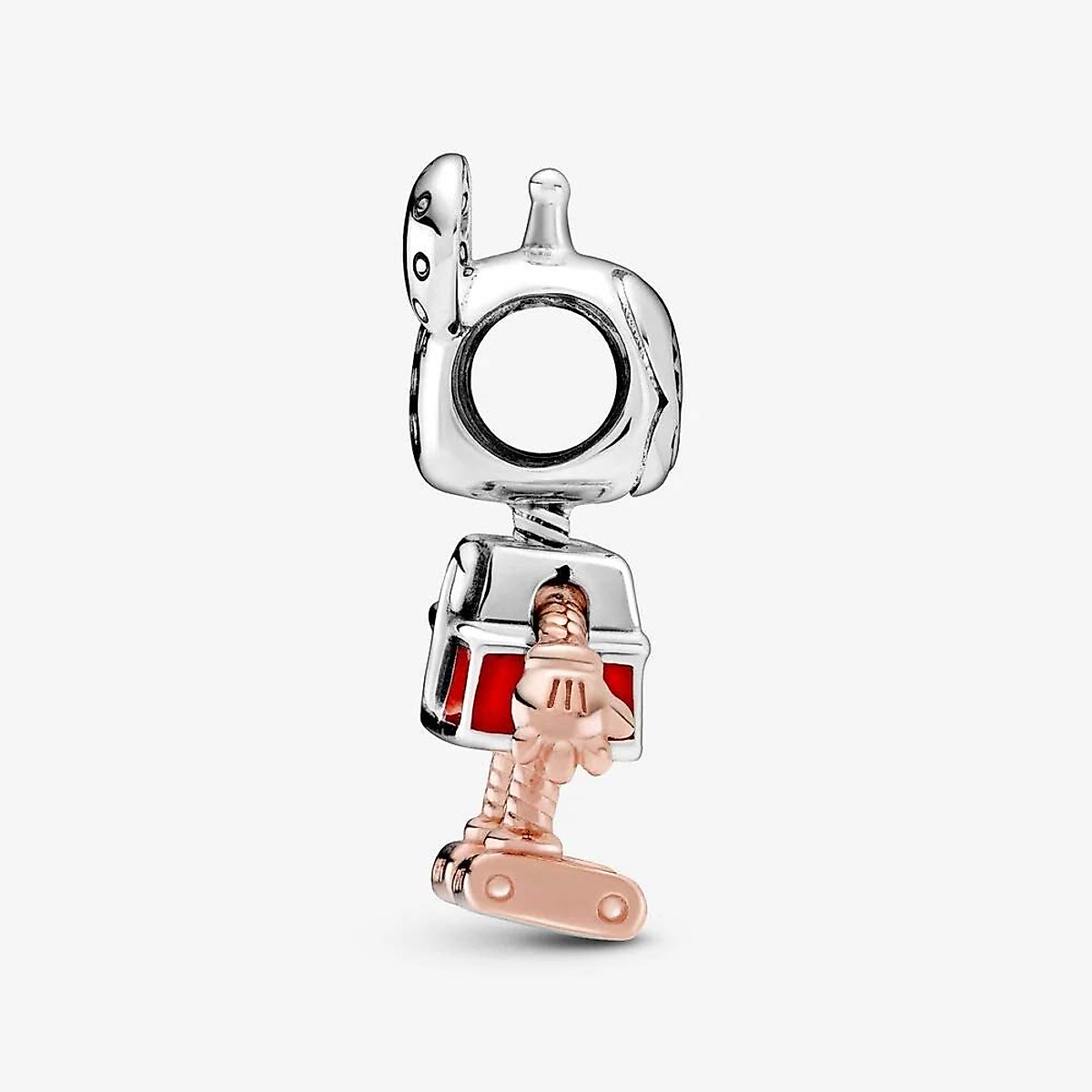 Pandora Disney Mickey robot sterling silver Rose charm with red enamel