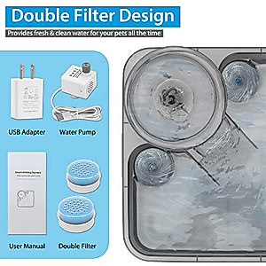 Upgraded 1.85Gal Dog Water Fountain, Automatic Cat Water Fountain Pet Water Dispenser with Double Filter Specially for Large Dogs and Multiple Pets