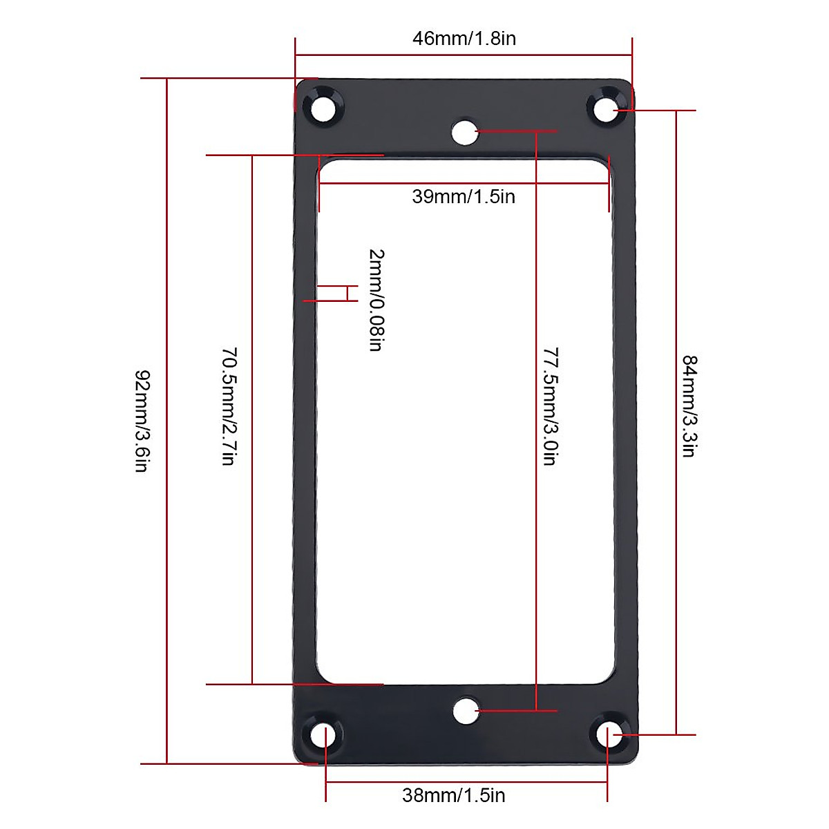 Humbucker Mounting Ring, Metal Pickup Ring, 2pcs Pickup Mounting Rings, Flat Humbucker Mounting Ring for Electric Guitars(black)