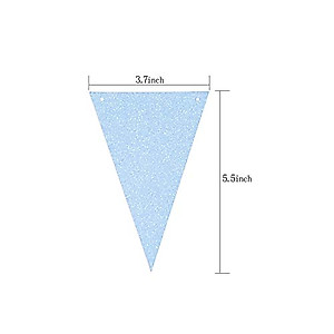 10 Feet Gender Reveal Party Banner Glitter Paper Decoration Anniversary Supplies Garland Pennant Flags for Baby Shower Birthday Party Nursery Graduation Decoration 15pcs (Gold Pink Blue)