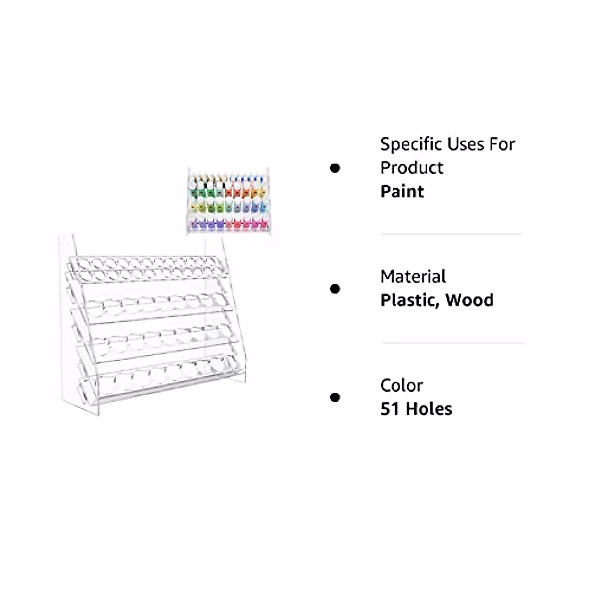 Paint Organizer for 51 Bottles Acrylic Paint, Craft Paint Storage Stand Pigment Organizer Holder Ink Bottle Stands, 2 oz Paint Rack Display Storage Oranizer