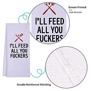 LXOMILL Funny Kitchen Towels for Men, Women, BBQ Grilling Cooking Dish Towels, Funny Birthday Gifts for Husband, Dad, Boyfriend, Friend, Hilarious Gag Gift for Chefs