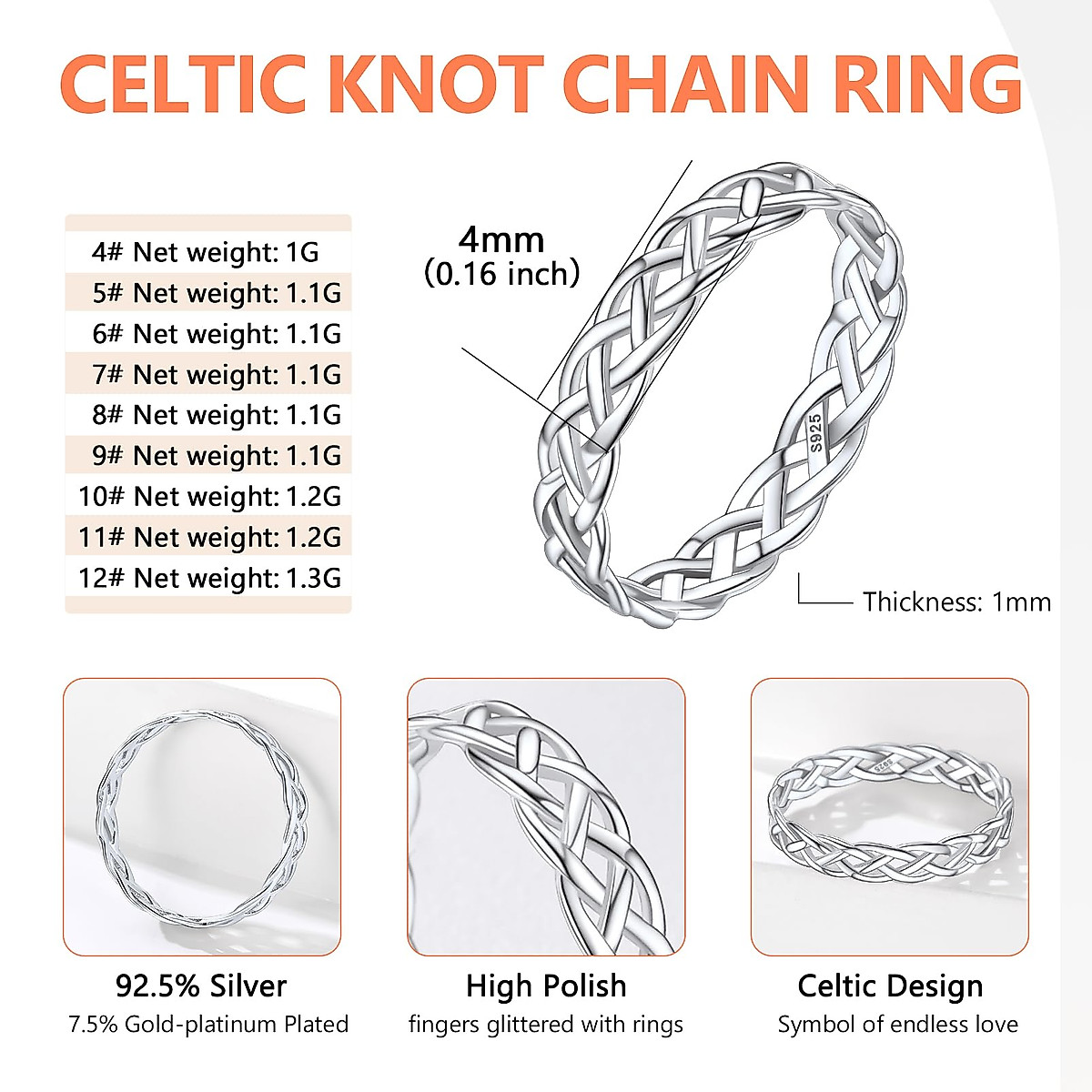 Skin-Friendly Knot Band Ring Sterling Silver Eye-catching Wedding Jewelry for Female with Gift Packaging