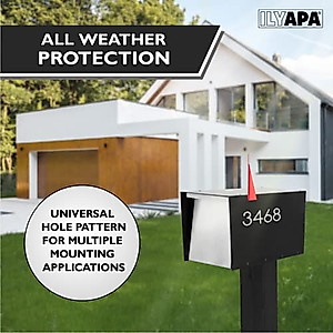 Ilyapa Modern Mailbox, Ready for Post Mount - Black Powder Coated Steel Heavy Duty Curbside Welded Large Mailbox, All Weather Durable, Corrosion Resistant, Stainless Steel Hinges, Magnetic Door