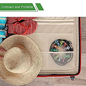 Techops Portable Clothesline, Retractable Adjustable Clothes Line Rope with 12 Clothespins, 13 Anti-Skid Clips, Windproof Travel Camping Drying Clothes Rope for Hotel, Outdoor and Indoor