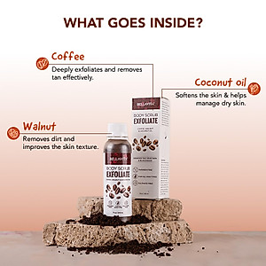Bella Vita Organic Exfoliate Coffee Scrub For Face & Body, Blackhead Remover, De Tan Removal Ayurveda, Dirt Removal From Neck, Knees, Elbows, Arms 75 g