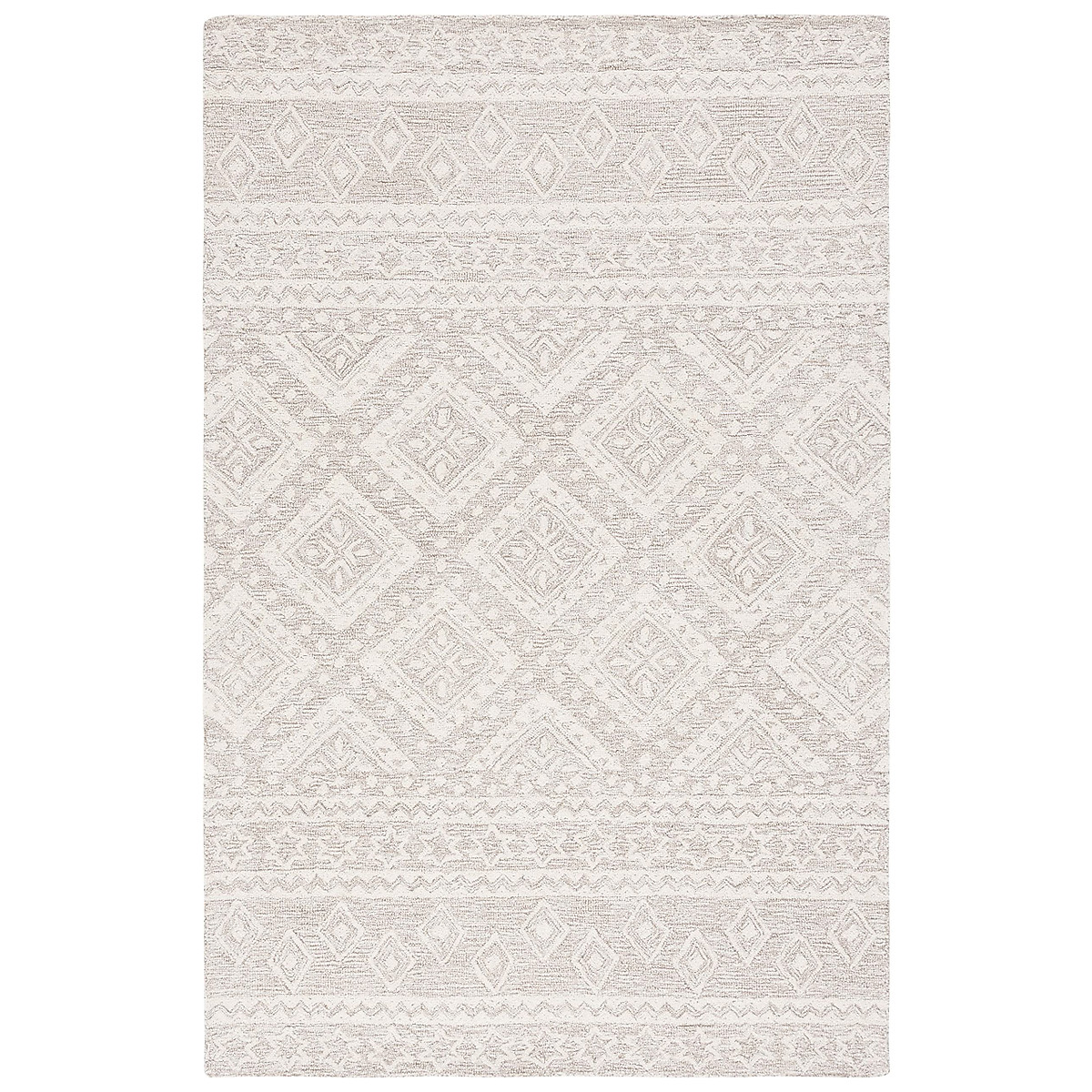SAFAVIEH Micro-Loop Collection Area Rug - 5' x 8', Beige & Ivory, Handmade Moroccan Boho Tribal Wool, Ideal for High Traffic Areas in Living Room, Bedroom (MLP501B)