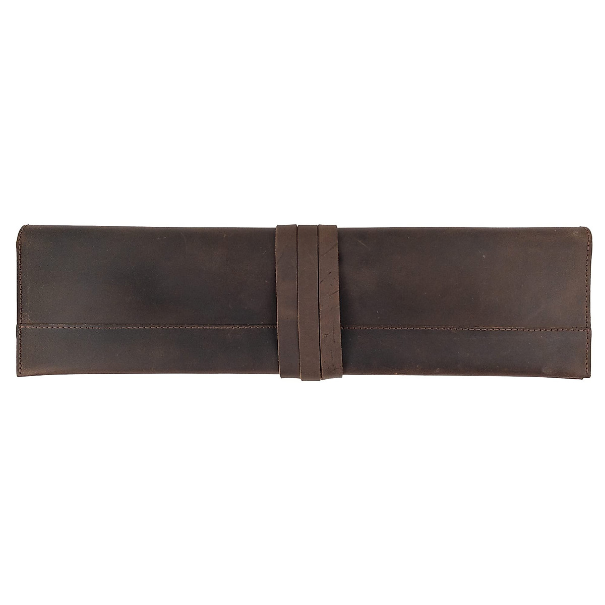 Cast Leather Co., Double Knife Roll for Chefs and Cooks, Vertical Case for Knives, Culinary Accessories, Carry-On Bag for Traveling, Full Grain Leather, Handmade, Bourbon Brown