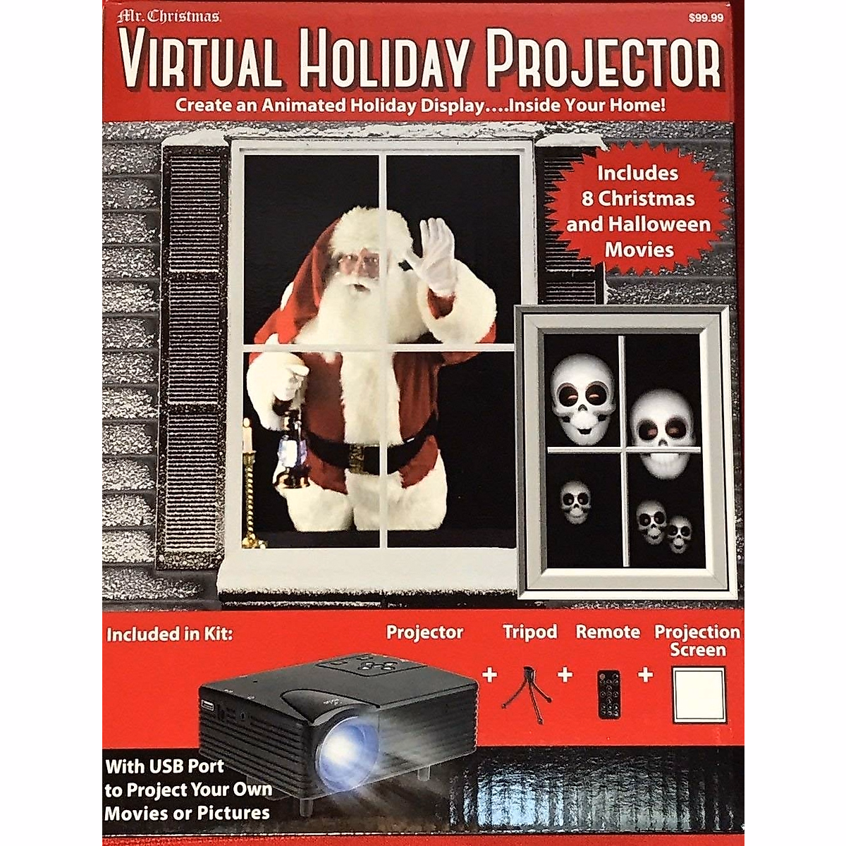 Virtual Holiday Projector - 8 Christmas and Halloween Movies