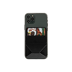 MOFT Cell Phone Stand with 2 Viewing Angles for Andriod, iPhone and All Smartphones, Repositionable, Residue-Free 3-in-1 Adhesive Wallet Stand (Pure Black)