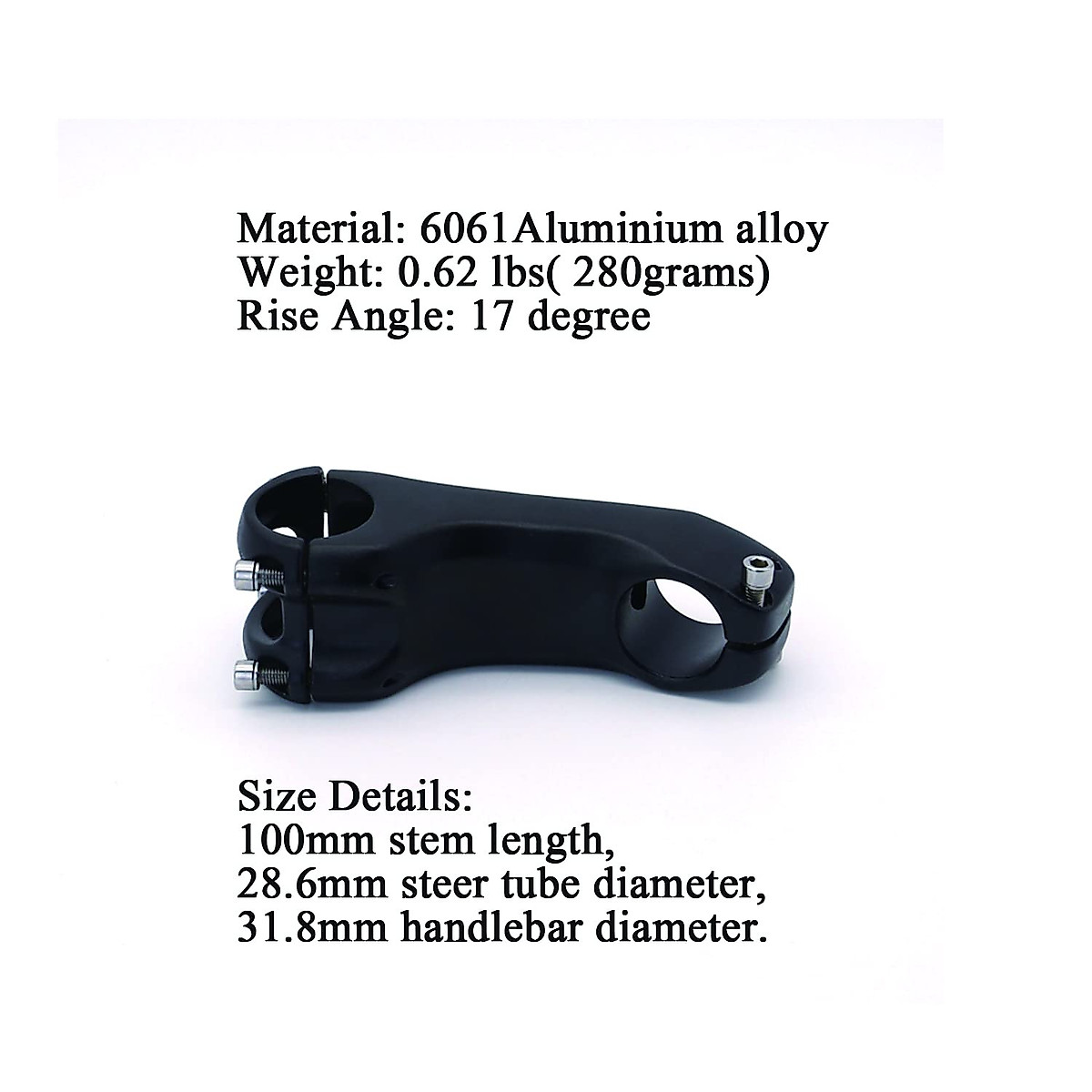 SUNHIRA Bike Stem 28.6 * 31.8mm 80mm 100mm Aluminum Alloy MTB Stem Mountain Bike Handlebar Stem for Road Bike, MTB, BMX, Cycling (28.6 * 31.8mm 100mm-17°)