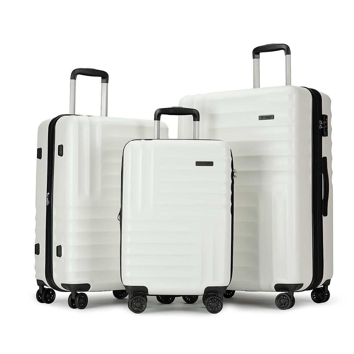 PRIMICIA GinzaTravell PC+ABS suitcase Spinner Wheels scratch-resistant Lightweight Spinner Expandable Suitcase, Universal wheel, TSA lock (White, 3-Piece Set(20"/25"/29"))