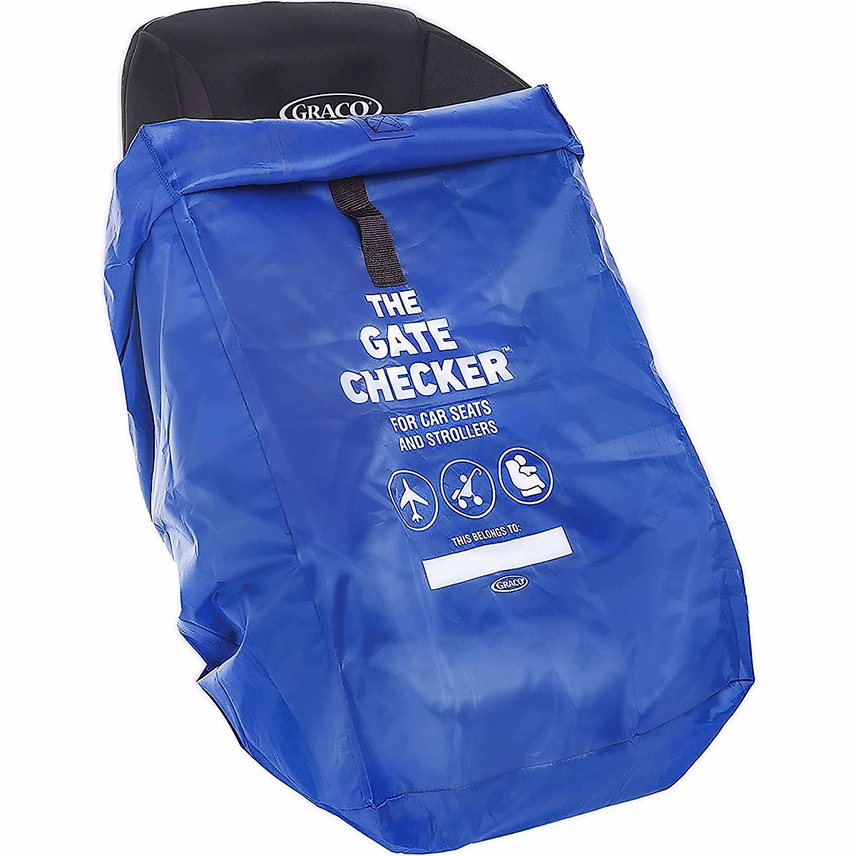 Graco Car Seat + Umbrella Stroller Extra Large Travel Bag, Tear & Water Resistant, Heavy Duty Travel Bag, Universal Size Gate Check Bag for Convertible Car Seats, Infant Carriers & Booster Seats, Blue