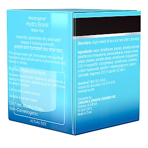 Neutrogena Hydro Boost Hyaluronic Acid Hydrating Water Face Gel Moisturizer for Dry Skin, Oil-Free, Non Comedogenic, Travel Size .5 oz