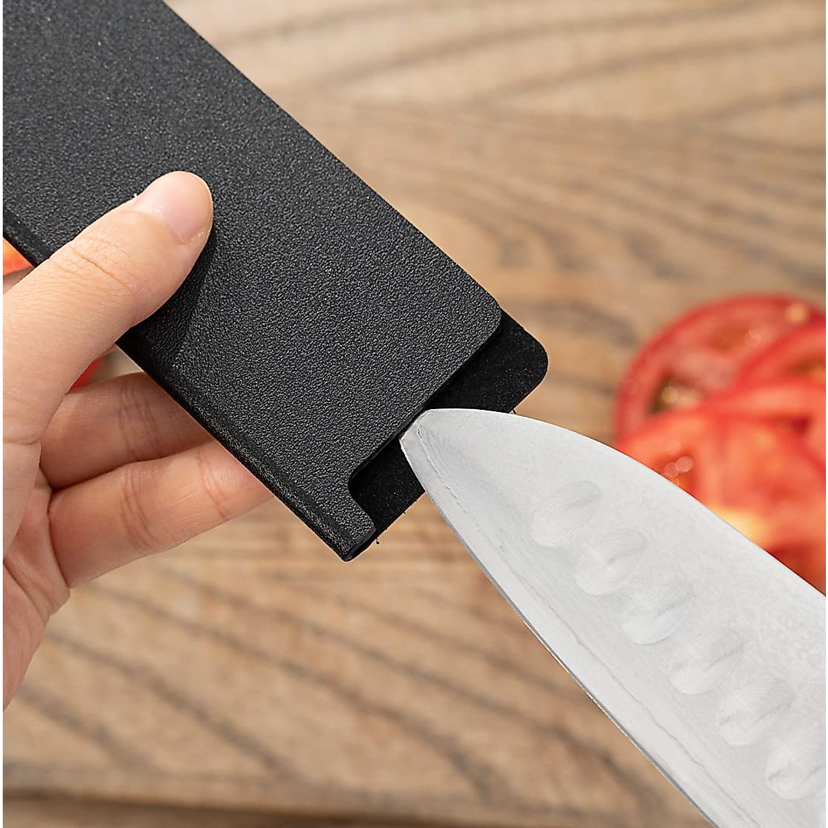 Restaurantware Sensei 8.5 x 2 Inch Knife Sleeve, 1 BPA-Free Knife Protector - Fits Santoku and Chef's Knife, Felt Lining, Black Plastic Knife Blade Guard, Durable, Cut-Proof