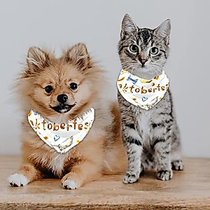 LEVEIS 2 Pack Dog Bandana Oktoberfest Pattern Girl Boy Pet Bibs Dog Scarf Kerchief Washable Bandanas Accessories for Small Medium Large Dogs Puppy Cat Pet, 40.6x40.6x58/16x16x22.8in (cwwb-001)