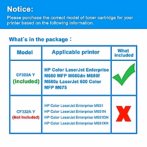 LCL Remanufactured Toner Cartridge Replacement for HP 653A CF322A M680 MFP M680dn M680f M680z 600 Color MFP M675 (1-Pack Yellow)