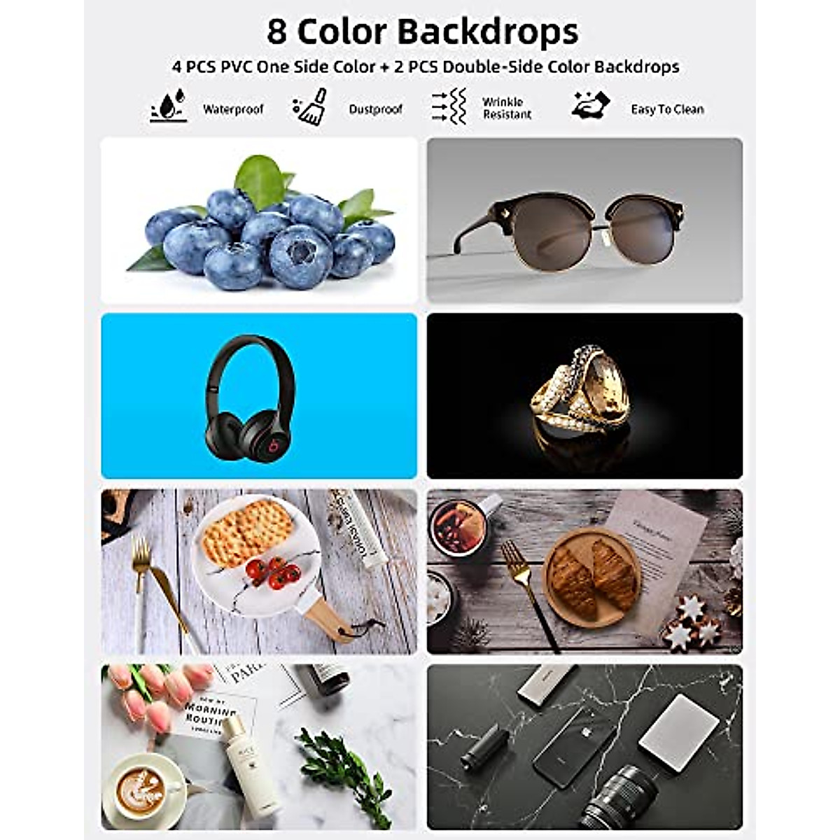 Glendan Mini Photo Studio Light Box, 14" x 10" Photo Shooting Tent kit, Portable Foldable Light Box Photography with 112pcs LED Light, 6 Color PVC Backgrounds, 4 Reflection Boards for Small Items