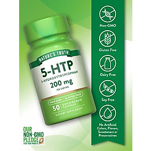 Nature's Truth 5HTP 200mg Capsules | 50 Count | 5 Hydroxytryptophan | Non-GMO & Gluten Free Supplement