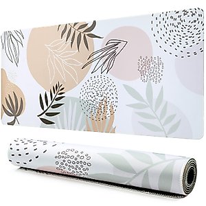 iLeadon Extended Gaming Mouse Pad, 35.4x15.75 inches, XXL Desk Mat, Non-Slip Rubber Base, Wave Pattern (Tropical Leaf)