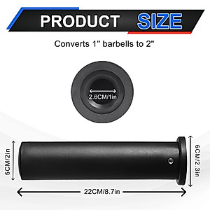 Olympic Adapter Sleeve (2 PCS), Converts 1" Standard Weight Plate Posts to 2" Olympic Weight Plate Posts, Suitable for 1" Standard Barbell Bars, Heavy Duty Nylon and Removable end Cap (2 Pcs)