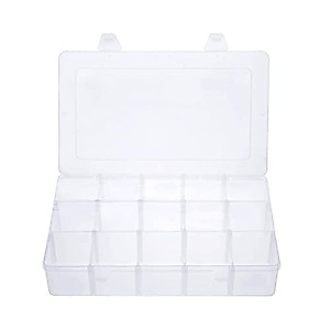 Havamoasa Jewelry Thread Box Embroidery Clear Plastic Storage Case Organizer Container with Removable Dividers-15 Grid