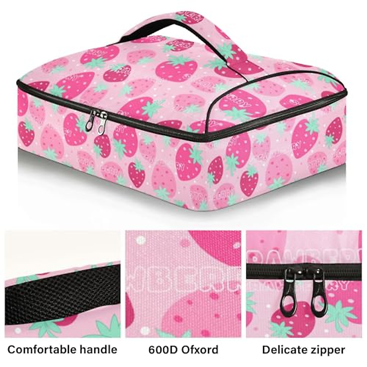 Kcldeci Insulated Thermal Food Carrier Insulated Casserole Carrier for Hot or Cold Food,Cupcake with Candle Insulated Tote Bag for Potluck Cookouts Parties Picnic,Lasagna Lugger