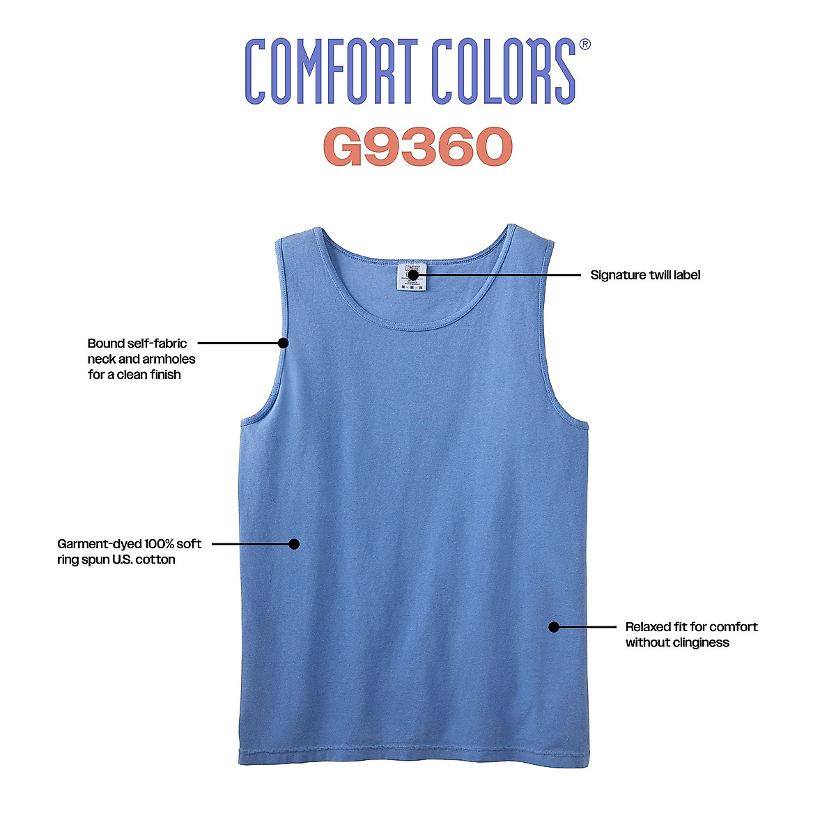 Comfort Colors Adult Tank Top, Style G9360, White, X-Large
