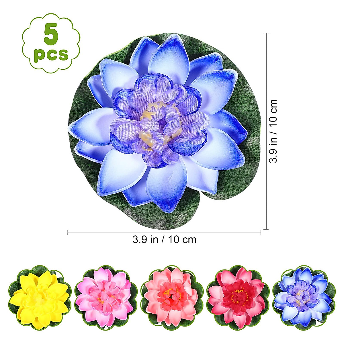 BESPORTBLE 5pcs Artificial Floating Water Lily Lotus Flowers Pond Decor for Garden Decoration Bed Edging
