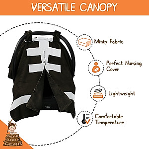 Dear Baby Gear Baseball Print Red Dot Baby Car Seat Canopy with Snap Button Opening — Double Layered Lightweight Cover Keeps Babies Cozy and Sheltered from The Sun — 40 x 30 Inches