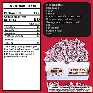ZEESKEIT Repackaged Laffy Taffy Strawberry Chew Candy 2 Lb, Individually Wrapped Chewy and Tangy, Easter, Birthdays, Kosher Candy