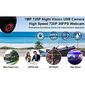 IEights Webcamera_USB USB Infrared Camera Day Night Vision PC Camera CCTV Dome IR Webcam for Computer Indoor Outdoor Waterproof USB Security Camera High Speed Lightburn Camera for Laser Engraver