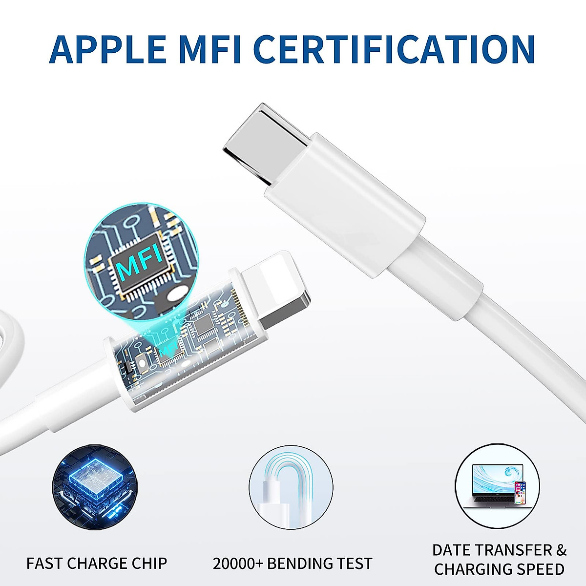 USB C to Lightning Cable, [Apple MFi Certified] iPhone Fast Charging Cord 6FT for iPhone 14/13 Pro/12/12 Pro Max/11/11PRO/XS Max/XR/X/8/8Plus and More